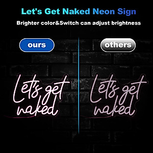 Let's Get Naked Neon Sign Dimmable Pink Neon Light for Wall Decor Powered by USB Words LED Lights for Bedroom Girls Gift Thanksgiving, Christmas(15.7"x11.8")