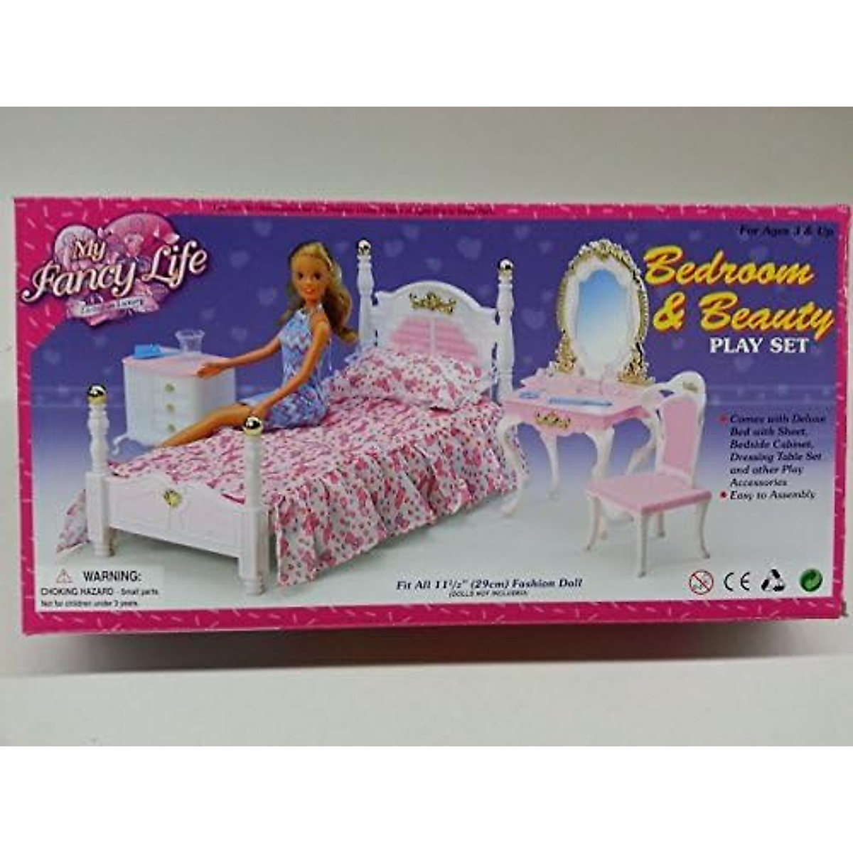 My Fancy Life Dollhouse Furniture Bed Room and Beauty Play Set