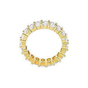 3 CT Oval Shape White Cubic Zirconia Womens Etrnity Wedding Engagement Band Ring in 14K Yellow Gold Plated 925 Sterling Silver (3 Cttw) Ring Size - 4