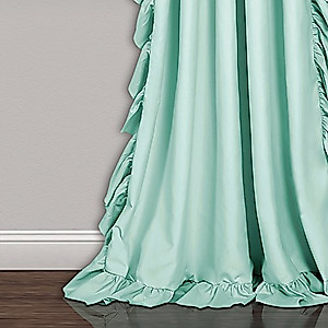 Lush Decor Reyna Ruffle Window Curtain Panel Set, Pair, 54" W x 84" L, Light Blue - Flowy Curtain - Romantic Ruffle Curtains for Bedroom, Living room, or Dining Room - Farmhouse & Cottage Home Decor