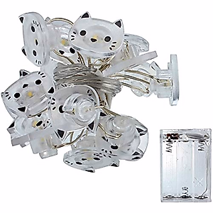 MUMENG String Lights Warm White 20 LEDs Lovely Cat Decoration Lighting Battery Power Fairy Light Easy Installment for Indoor Outdoor Wedding Festoon Party