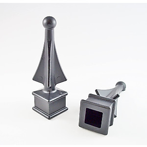 Retrospec Creations 10 Each for 5/8” Black Plastic Finial Tops for Iron Picket Fence 4-Sided Spire – #1-58