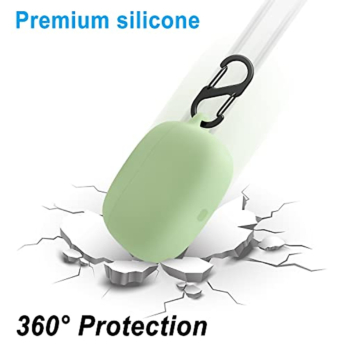 Geiomoo Silicone Case Compatible with JBL Vibe 200TWS, Protective Cover with Carabiner (Luminous Green)