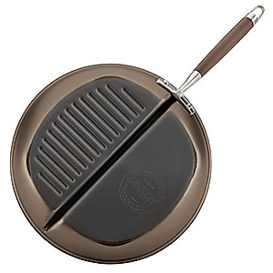 Anolon Advanced Hard Anodized Nonstick Divided Grill / Griddle Pan / Skillet - 12.5 Inch, Bronze,84122