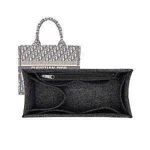 Lckaey Purse Organizer insert for book tote insert book medium tote insert 2008black grey-L