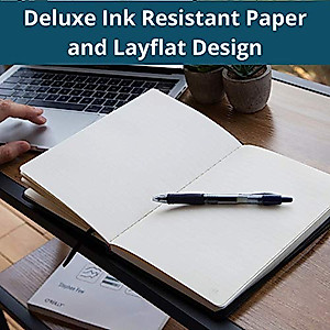 Thick Blank Journal Notebook with Unlined / Unruled / Plain Pages | Deluxe 120gsm Ink Resistant Paper for Writing, Sketch Book, 160 Pages | Hardcover Sketchbook with Pen Holder, Pocket, Ribbon (Black)