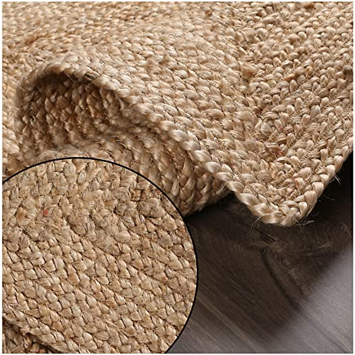Bedding Craft Hand Woven Farmhouse 2x3 Ft Tightly Braided Chindi and Jute Rug 24x36 Natural – Reversible Durable Sustainable for Home Décor