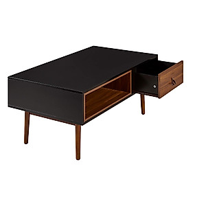 Versanora Reno Coffee Table with Storage Space-Black/Walnut, 39.62" x 21.62" x 17.75"