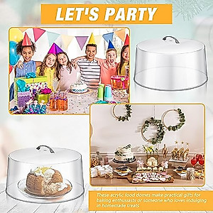 Uiifan 2 Pcs Clear Plastic Cake Cover 12 Inch Round Acrylic Cake Stand Cover 7.5'' Tall Cake Carrier Cake Dome with Metal Handle for Cake Food Stand Plate Tray Pedestal Display, Transparent