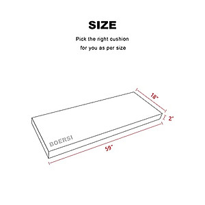 FINDEN Outdoor Bench Cushion, Patio Bench Cushion Indoor, Patio Furniture Chair Cushion Bench Pad, Custom Size Bench Seat Cushion,Bay Window Sofa Garden Cushion 59 x 18 x 2 Inch,Cushion-Blue