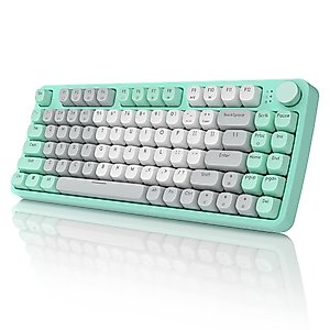 OCG Mechanical Gaming Keyboard Linear Switches 86 Keys Hot Swappable Wireless Keyboards Bluetooth 5.1/2.4G/USB-C Triple Mode Connection,Wired Laptop Keyboard for PC Mac iPad Green