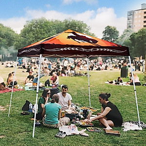 EAGLE PEAK 10x10 Slant Leg Pop-up Canopy Tent Easy One Person Setup Instant Outdoor Beach Canopy Folding Portable Sports Shelter 10x10 Base 8x8 Top (Cowboy)