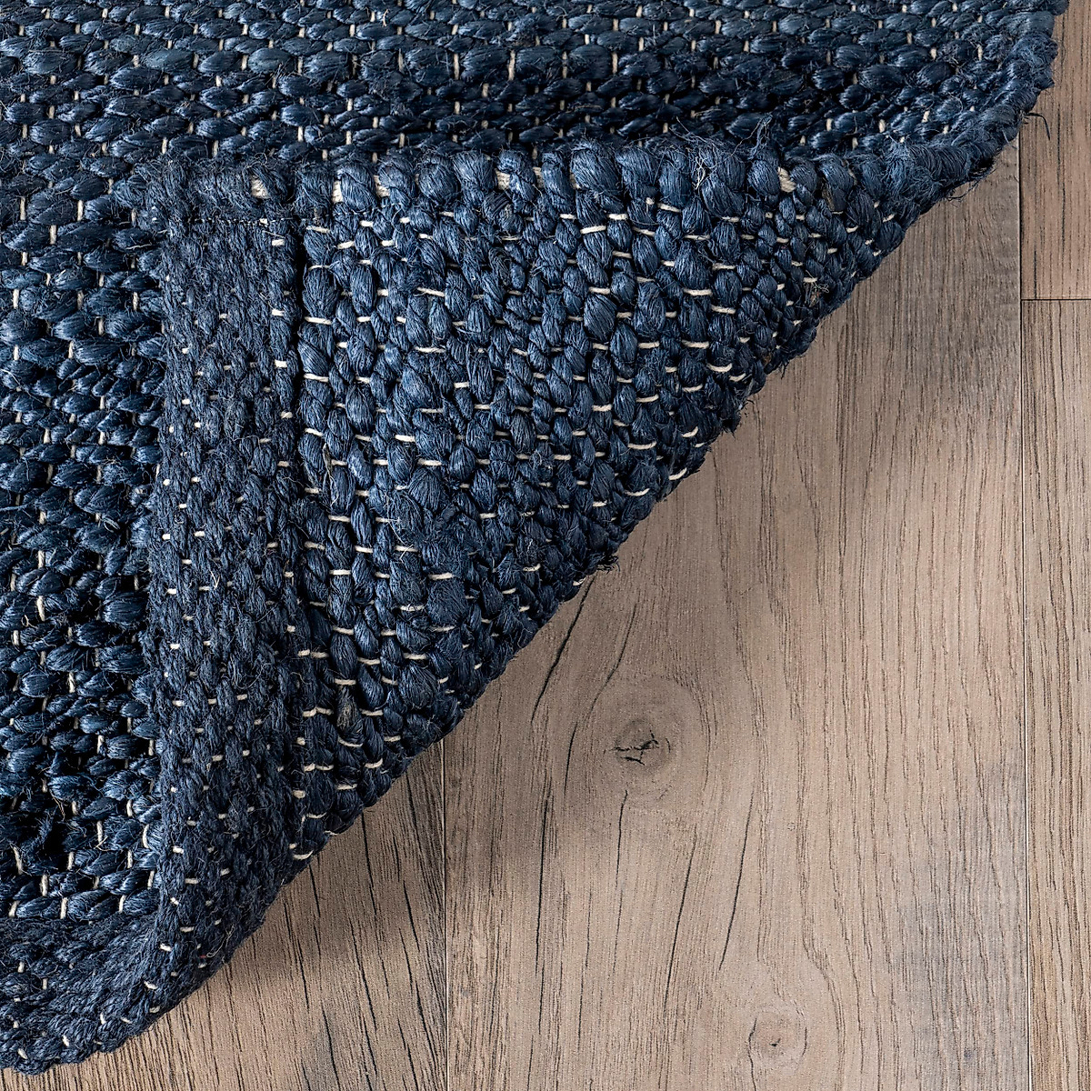 nuLOOM Pandora Diamond Jute Area Rug - 8x10 Jute Area Rug Global Inspired Navy/Ivory Rugs for Dining Room Rug Neutral Rug Living Room Rug Kitchen