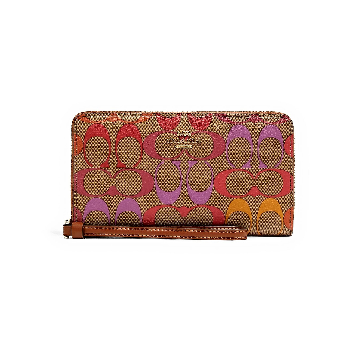 Coach WOMENS Large Phone Wallet In Rainbow Signature Canvas