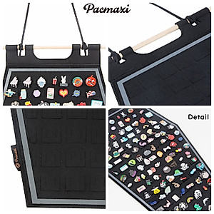 PACMAXI Hanging Brooch Pin Storage Organizer, Hexagon Style Enamel Lapel Pin Holder, Holds Up To 120 Pins(Black)