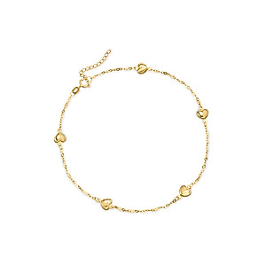 Ross-Simons 14kt Yellow Gold Heart Station Anklet. 9 inches