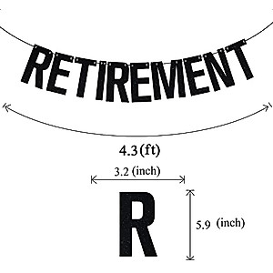 Black Glitter Happy Retirement Banner, Officially Retired Decorations, , Farewell Party Retirement Party Decorations