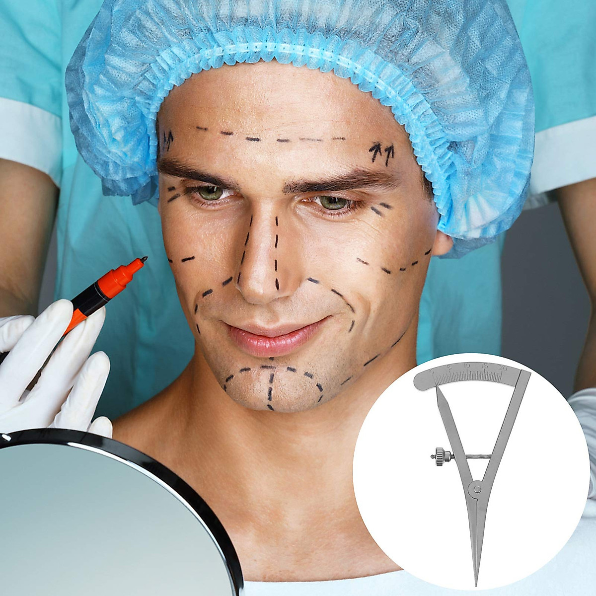 Caliper Bone Caliper Stainless Steel Eye Measuring Ruler Measurement Gauge Ophthalmic Ruler Double Eyelid Surgery Ruler, Straight