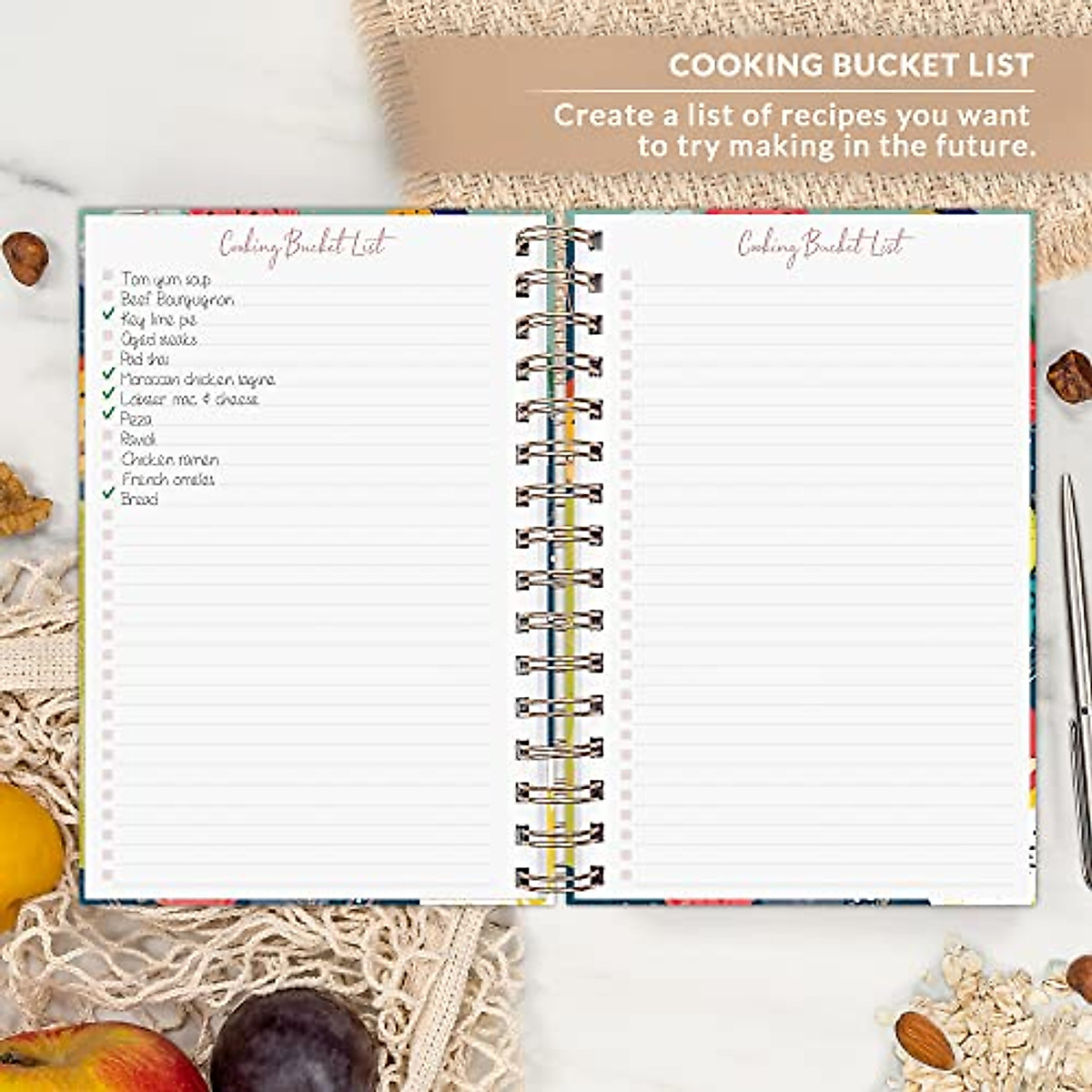 PLANBERRY Recipe Book – Blank Hardcover Cookbook to Write In Your Own Recipes – Empty Cook Book Journal to Fill In – Blank Family Recipe Notebook – 60 Recipes, 6.3”x8.4” (Fresh Multifruit)