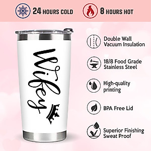 Gifts for Her Anniversary, Gifts for Her - Gifts for Wife, Wife Gifts from Husband - Anniversary, Birthday Gifts for Wife - Mothers Day Gifts for Wife - Wife Birthday Gifts Ideas - Wifey Tumbler 20 Oz