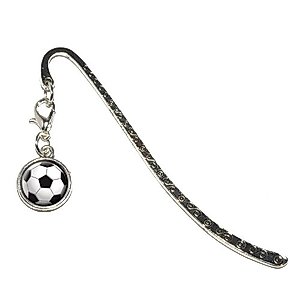 Soccer Ball Sporting Goods Sportsball Metal Bookmark Page Marker with Charm