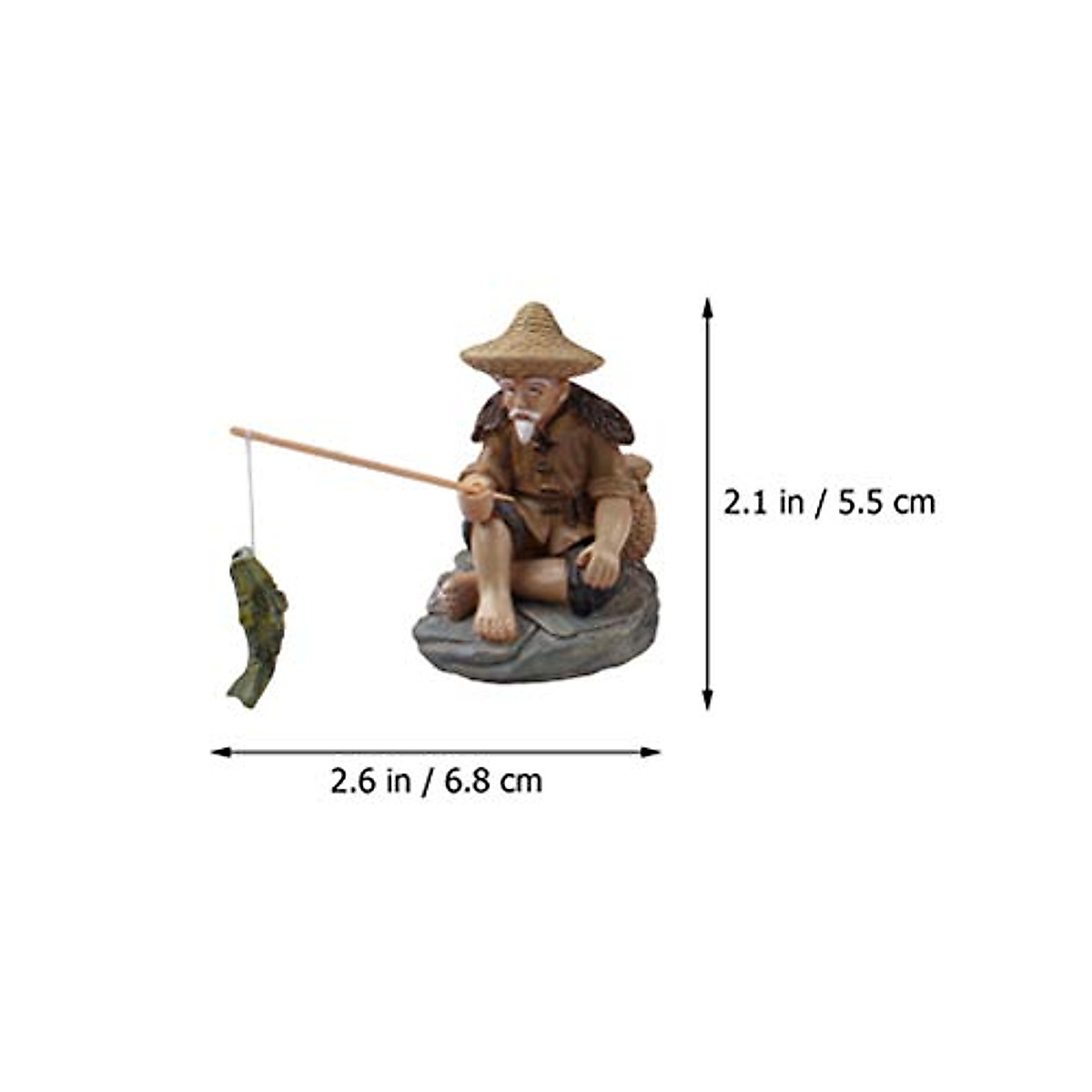 2Pcs Mini Fisherman Figurine, Miniature Resin Fisherman Bonsai Figurine, Fairy Garden Figurine for Garden Decor Micro Landscape Fish Tank Sand Fairy