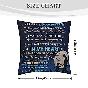 Dfaqehk Gifts for Daughter - Christmas Daughter Gifts from Dad - Father to Daughter Gift - Birthday Gifts for Daughter Adult - to My Daughter Xmas Graduation Gifts Throw Pillow Covers 18 x 18 Inch