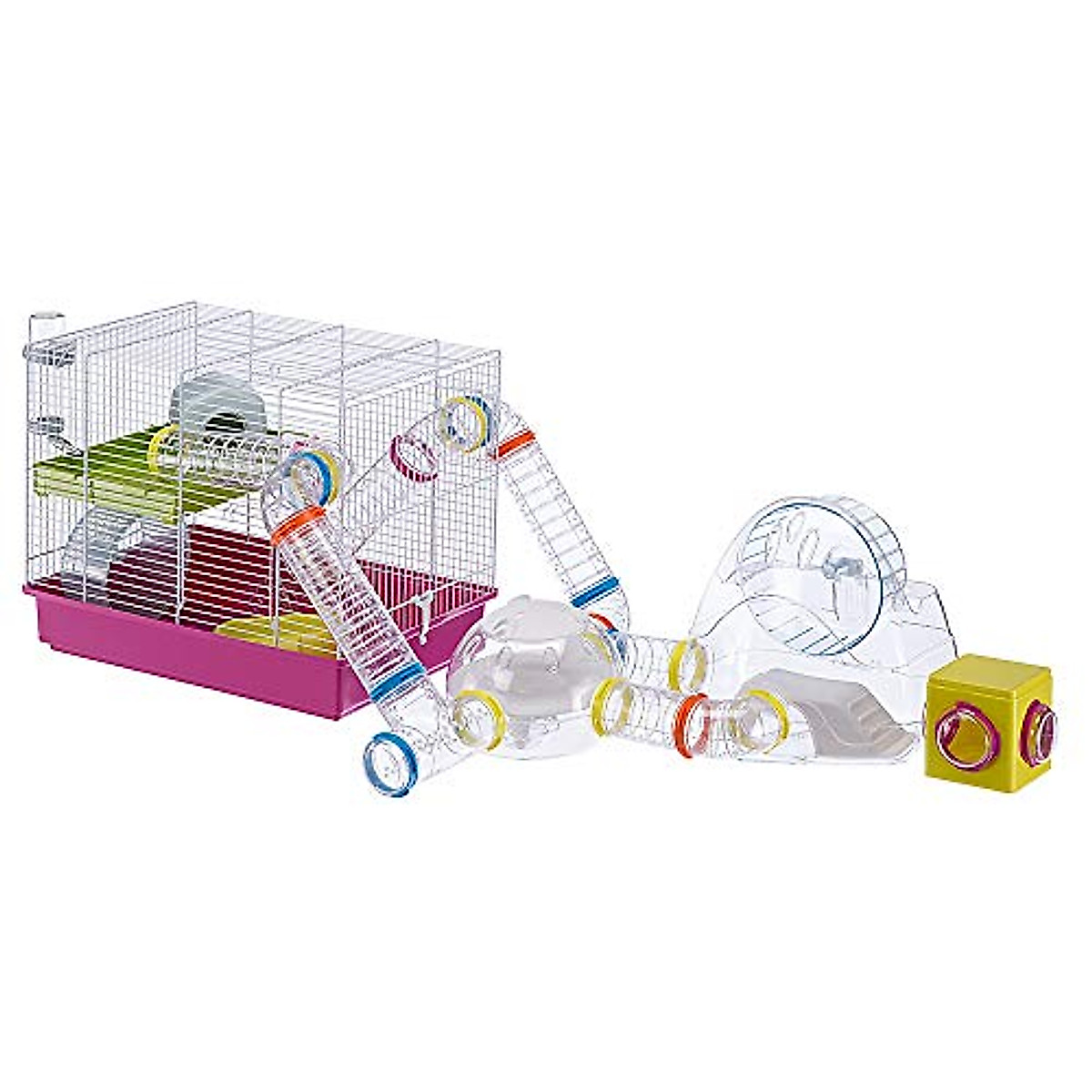 Ferplast Laura Small Hamster Cage | Fun & Interactive Cage Measures 18.11L x 11.61W x 14.8H & Includes All Accessories