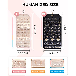 BAGSMART Hanging Jewelry Organizer, Jewelry Holder Organizer Accessories Organizer, 68 Pocket Earring Organizer Organizer for Wall Holding Jewelry,Extra Large Black, 1 Piece