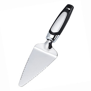 Alitopo Pie Server, Essential Kitchen Tool, Stainless Steel Flatware Pizza Cake Cutter, Serrated on Both Sides, Great for Right or Left Handed Chef, Black & Silver (9.8inch)