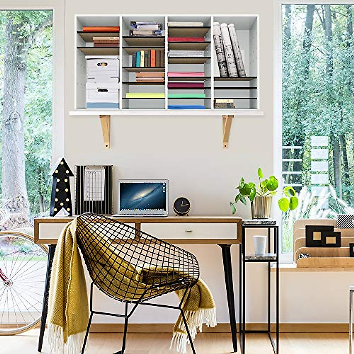 Adir Wooden Literature Organizer Sorter - Stackable Mail Craft Paper Storage Holder with Removable Shelves for Office, Classrooms, and Mailrooms Organization (36 Compartment, White)