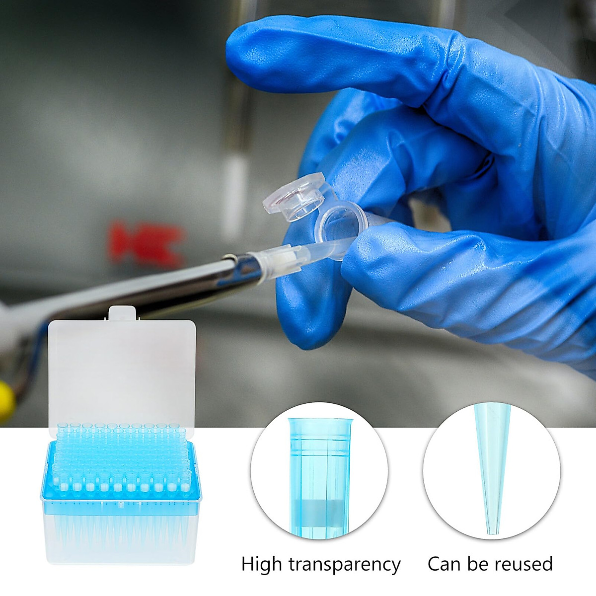 Disposable 1ml Filter Tip Pipette- Extended Tip 1000ul Filter Tip- Easy to Use for Lab Experiment (5 Boxes, Each Box 96pcs)