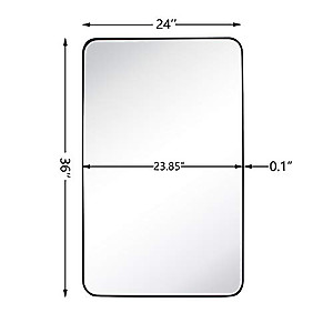 GRACTO 24x36 inch Black Stainless Steel Metal Framed Bathroom Mirror for Wall Rounded Rectangular Bathroom Vanity Mirrors