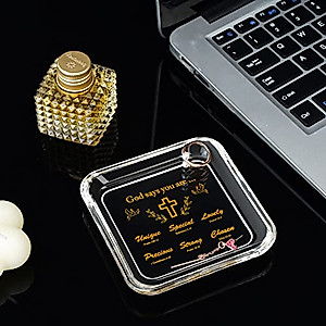 ERWEI Ring Dish with Bible Verse Prayers Christian Gifts for Women Inspirational Gifts for Her Crystal Jewelry Tray God Says You Are Trinket Dish Religious Gifts for Mother Sister Friends