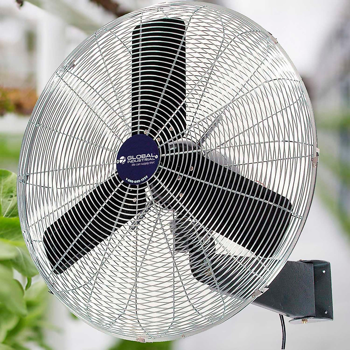 Global Industrial Oscillating Wall Mount Fan, 24" Diameter, 1/4HP, 7525CFM