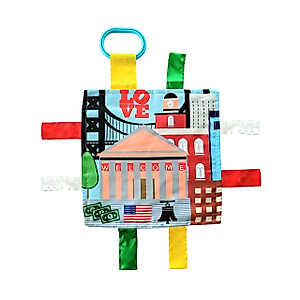 Baby Jack & Co 8x8” Learning Lovey Philadelphia Pennsylvania Tag Toys for Babies - Baby Crinkle Toys - Soft & Safe - Learn USA Cities and Shapes - Ideal Baby Toy & Gift BPA Free w/Stroller Clip
