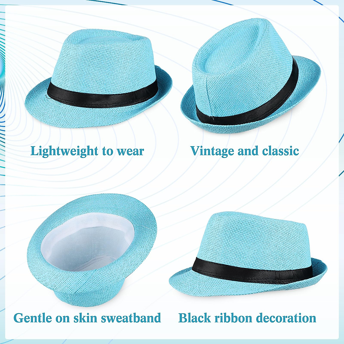 35 Pack Short Brim Straw Hats Unisex Summer Beach Sun Hat Bulk Classic Trilby Hat with Black Band Cotton Sun Straw Hat Panama Cap for Man Woman 35 Colors