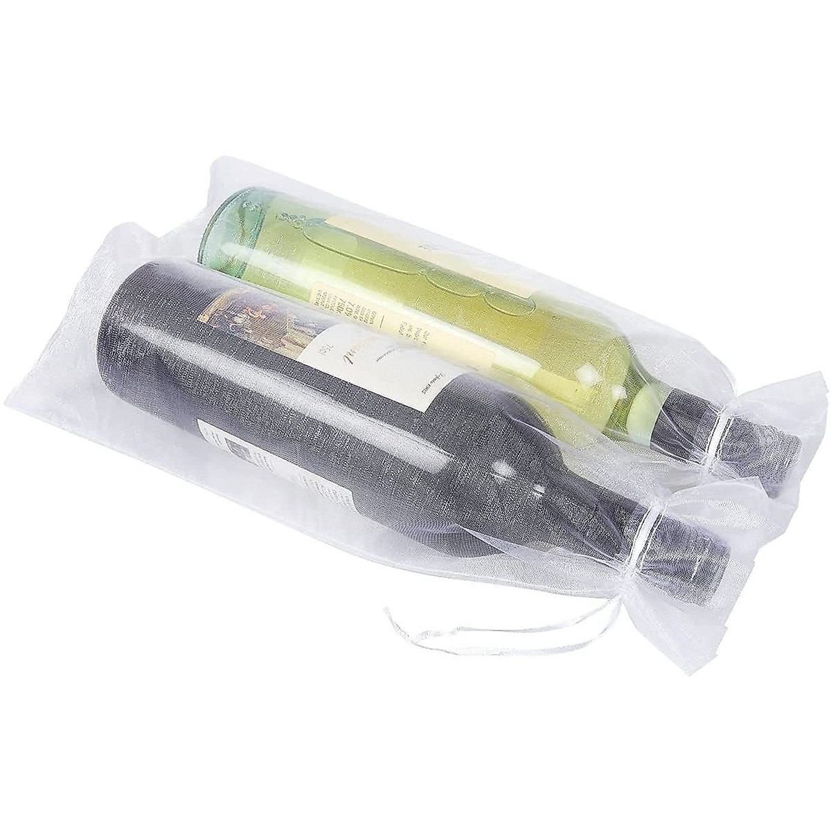 Juvale 24 Pack Organza Wine Bags - Drawstring Wine Bottle Organza Gift Bags for Baby Shower, Wedding and Party Favors - White 14.7 x 5.2 inches