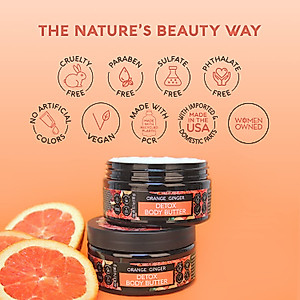 Nature's Beauty Orange Ginger Detox Body Butter Multi-Pack - Luxury Rich Moisturizer, Purify + Reset + Soothe your Skin, Made w/Vitamin C, Sunflower + Almond + Avocado Oils, 6.7 oz (2 Pack)