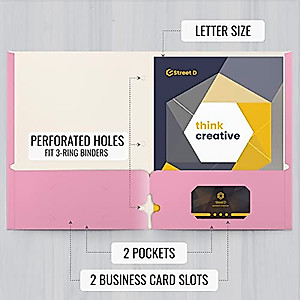 Two Pocket Portfolio Folders, 50-Pack, Pink, Letter Size Paper Folders, by Better Office Products, 50 Pieces, Pink