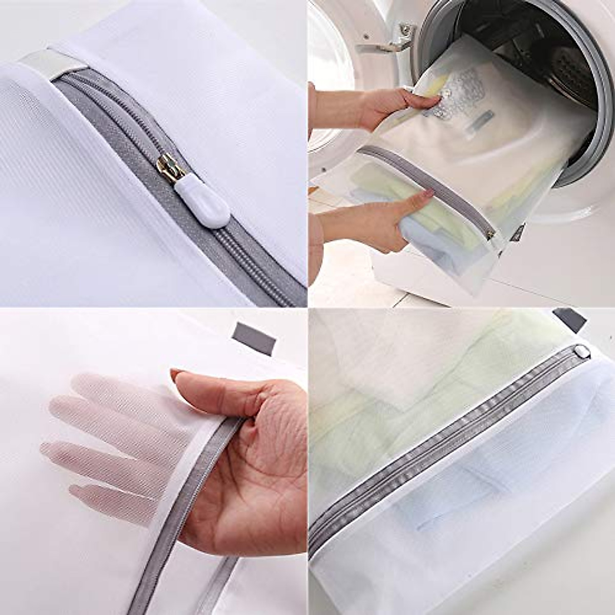 everd1487HH Thicken Fine Mesh Net Washing Bag Laundry Bag Clothes Bra Underwear Washing Zipper Pouch White-Small Small