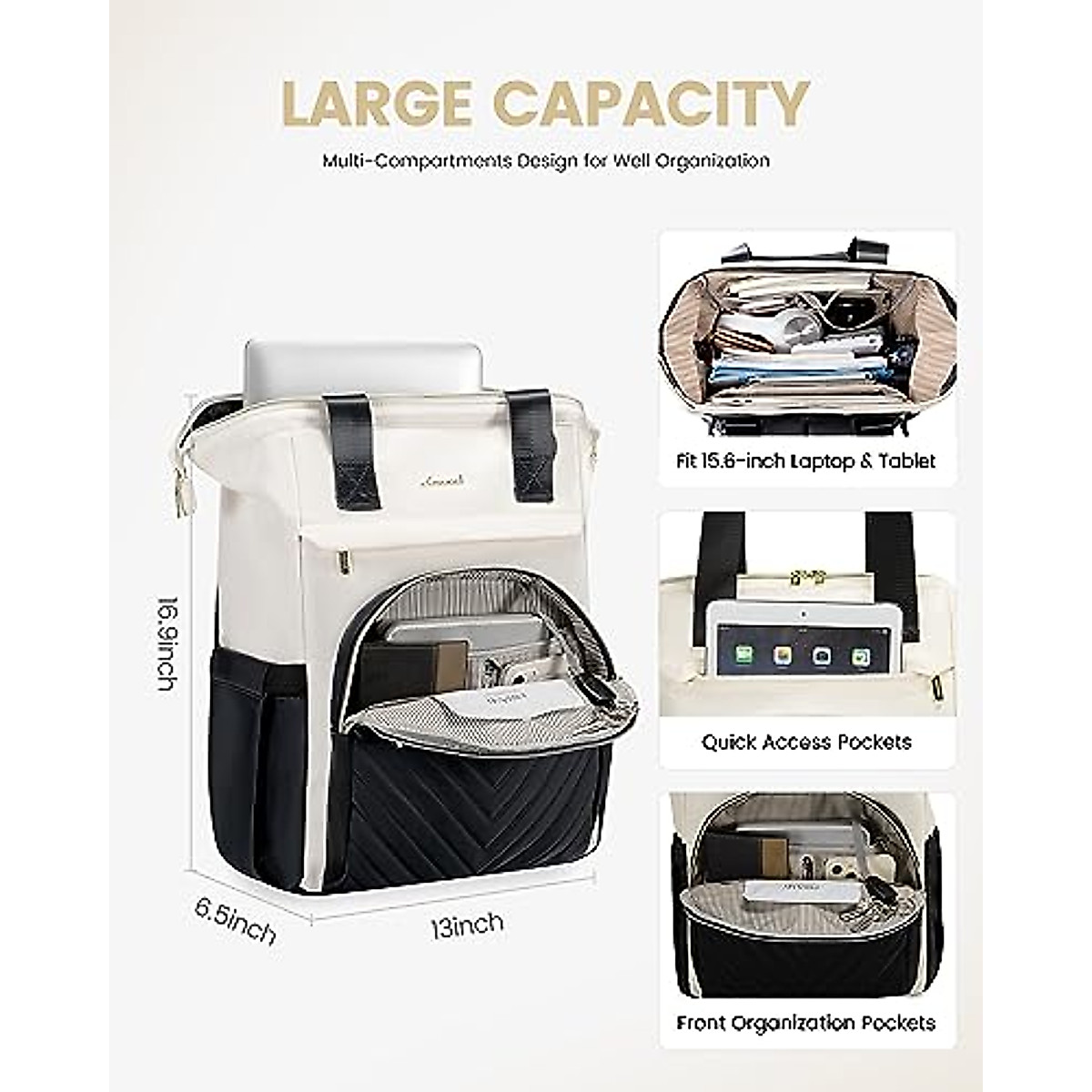 LOVEVOOK Laptop Backpack for Women, 15.6 Inch Work Laptop Bag，Waterproof Teacher Nurse Bag with USB Port,Fashion Travel Bag Business Computer Backpack Purse for College