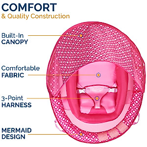 SwimWays Infant Baby Spring Float with Adjustable Sun Canopy - Pink Flower