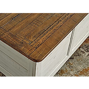 Signature Design by Ashley Dashbury Rustic Farmhouse Storage Trunk or Coffee Table, Antique White & Brown