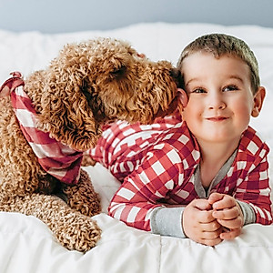 HonestBaby Family Matching Holiday Pajamas Organic Cotton for Men, Women, Kids, Toddlers, Baby Boys, Girls, Unisex Pets , Painted Buffalo Check Red, 4T