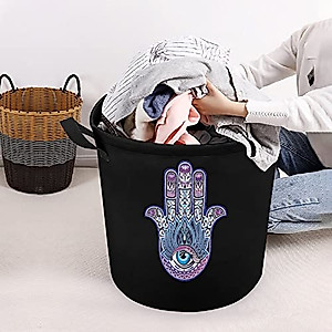 Tribal Fatima Hand Large Laundry Basket Hamper Bag Washing with Handles for College Dorm Portable