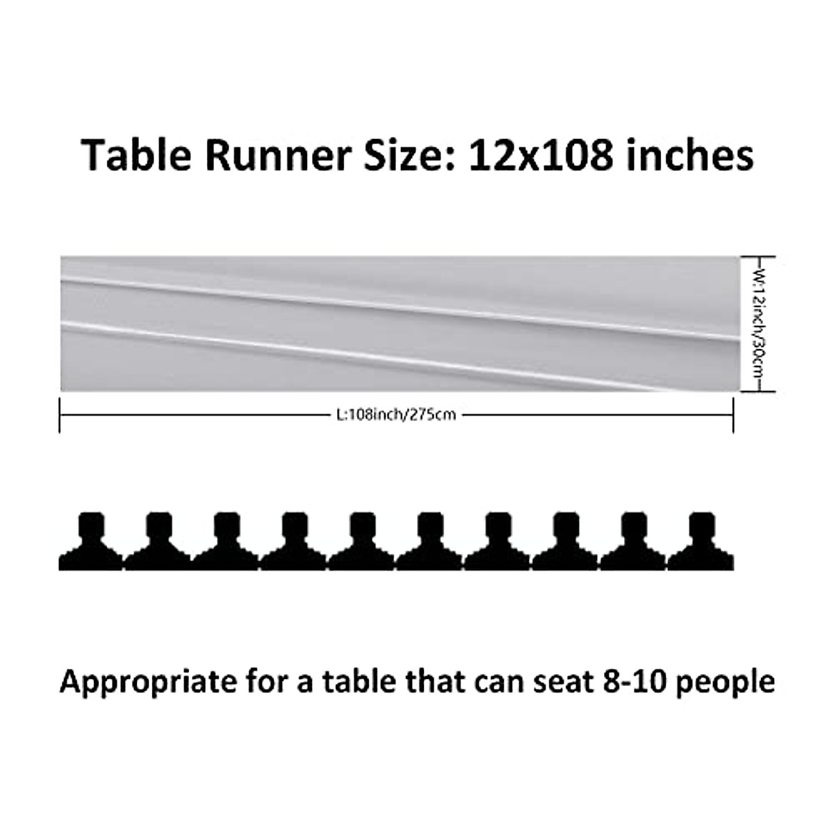 flohar 12Pack Table Runner 12 x 108 Inches Satin Silk Table Runner for Wedding, Birthday Party, Banquets, Graduations Decoration, fit Rectange and Round Table-Silver