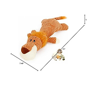 atcryih Dog Toy, Robust Animal Designed for Heavy Chewers, Large Plush Dog Toy, Durable Squeaky Toy for Boredom, 15*7.48inch, A-Brown