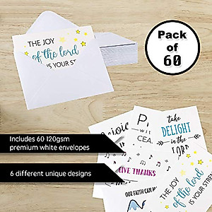 60 Christian Greeting Cards - Inspirational Bible Verse Greeting Cards -Motivational Religious Greeting Cards- 60 Scripture Greeting Cards with 60 Envelopes- 4 x 6 Inch