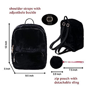 Alissie Mini Purse Backpacks for Women Furry Bag Kawaii Fluffy Fuzzy Bag anime Faux Fur 2 in 1 Travel Daypacks